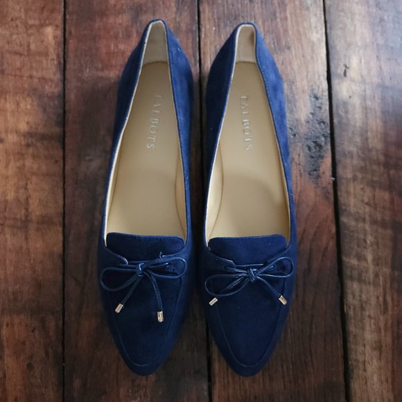 Talbots | Shoes | Talbots Francesca Bow Suede Navy Blue Driving Loafers ...